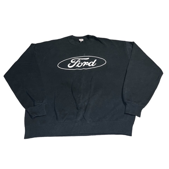 Jerzees | Sweaters | Vintage 9s Ford Logo Black Crewneck Sweater Trucks ...